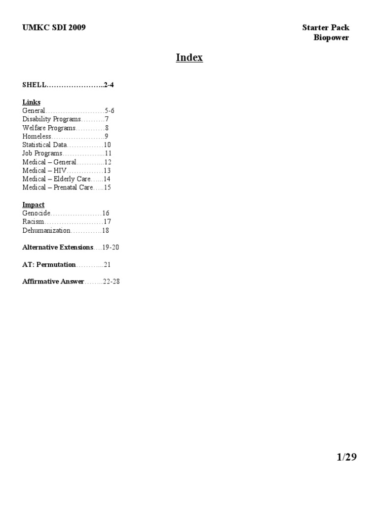 Index: Umkc Sdi 2009 Starter Pack Biopower | PDF | Surveillance | Pregnancy