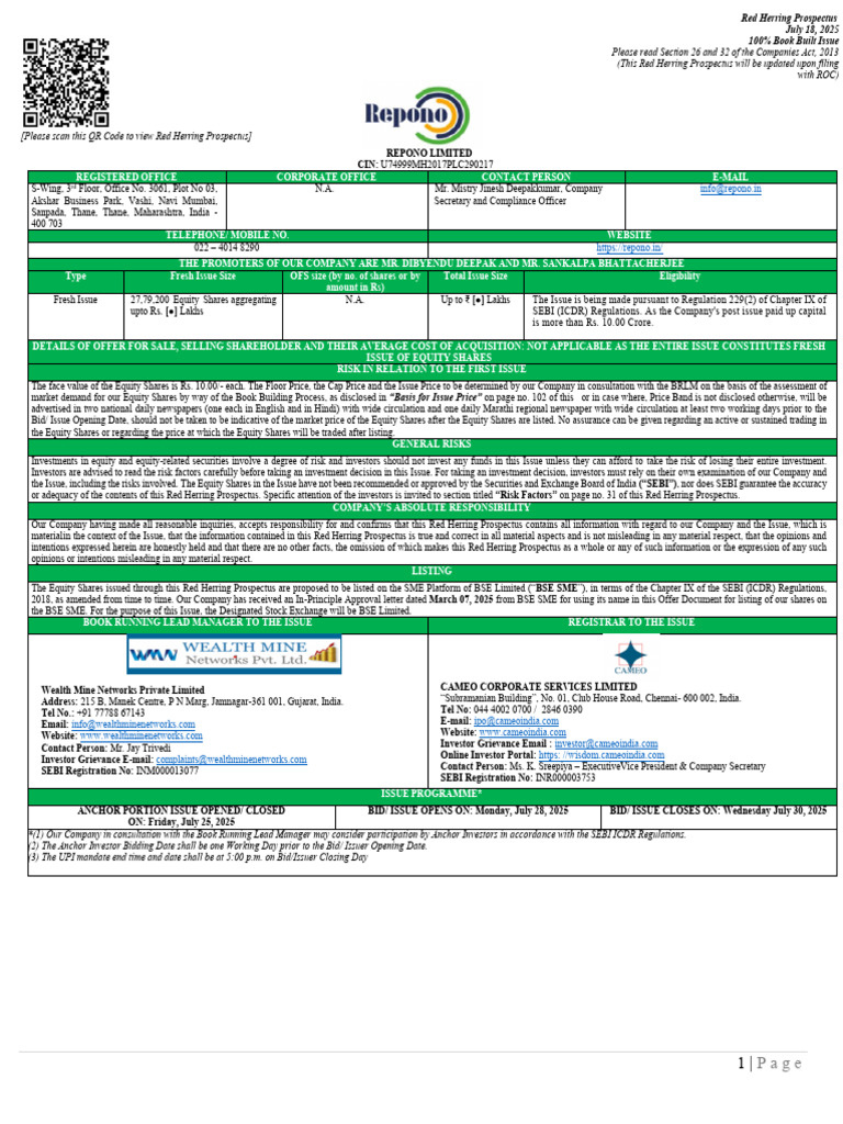 Info@repono - In: "Basis For Issue Price" | PDF | Stocks | Investing