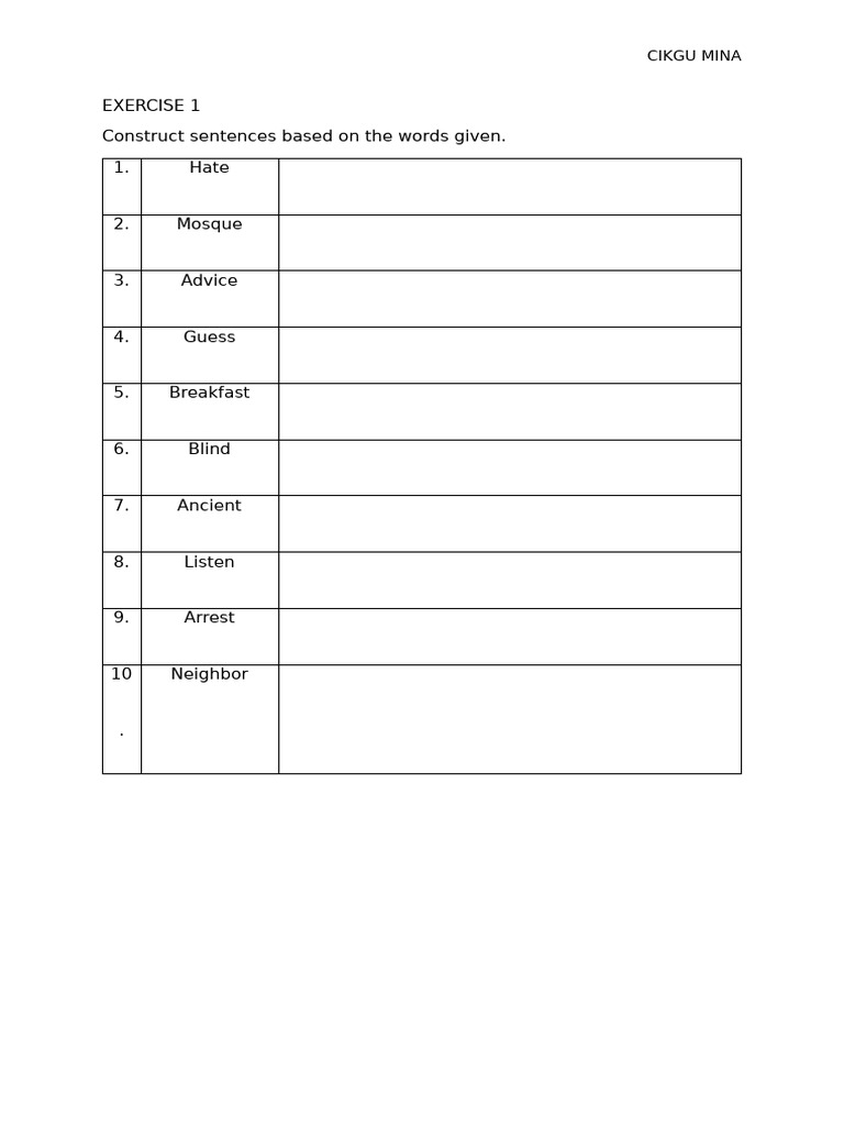 Cleft Sentences Worksheet Exercises | PDF