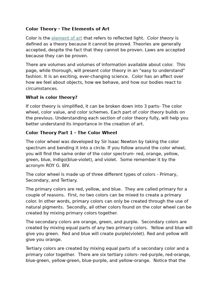The Elements of Art - Color | PDF | Color | Psychophysics