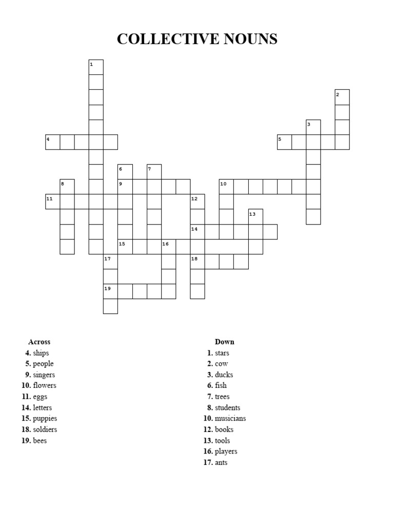 Collective Nouns Crossword Puzzle | PDF