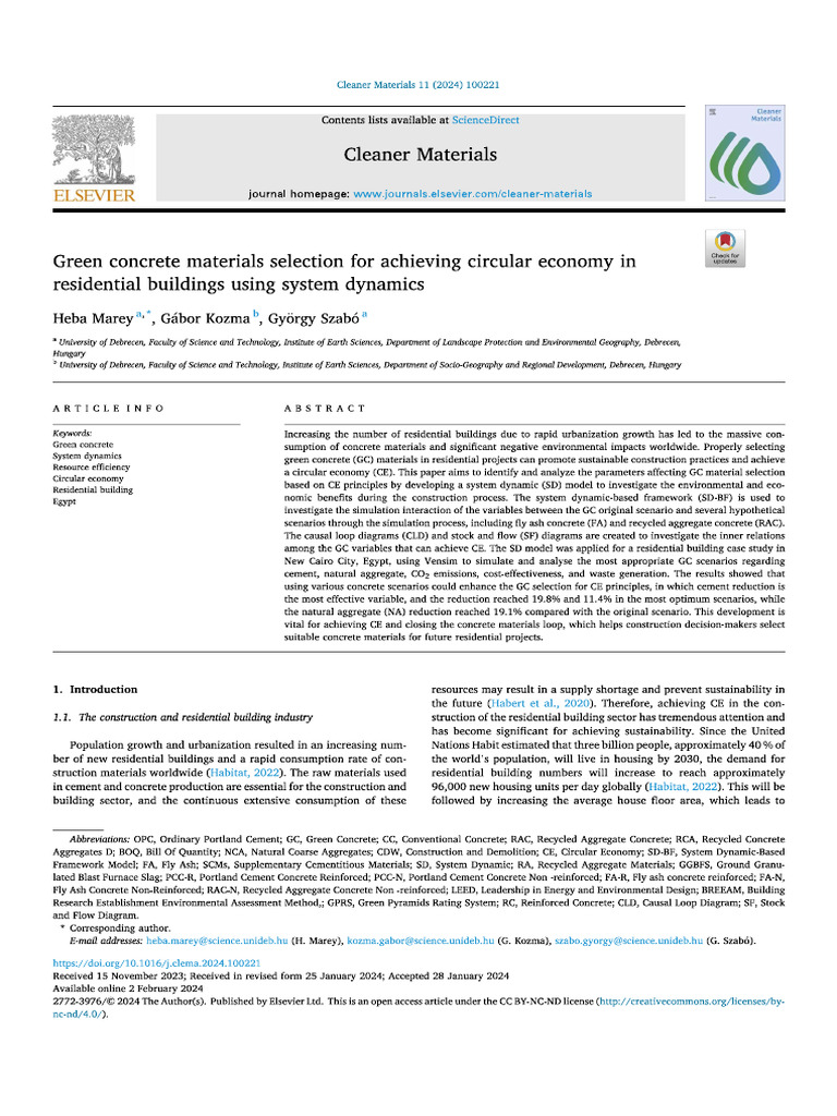 Green Concrete Materials Selection for Residential Buildings Using ...