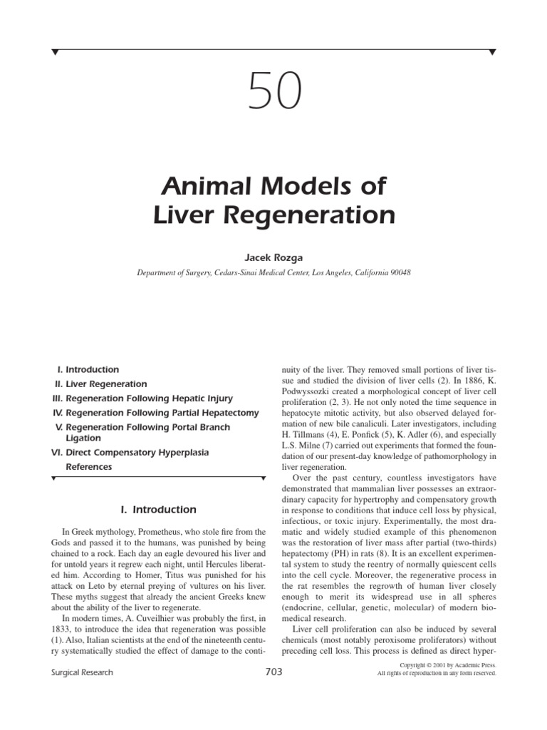50 Animal Models of Liver Regeneration 2001 Surgical Research | PDF ...