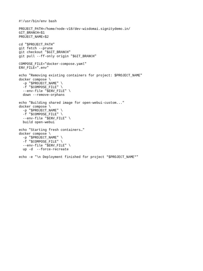 Bash Script for Docker Deployment | PDF