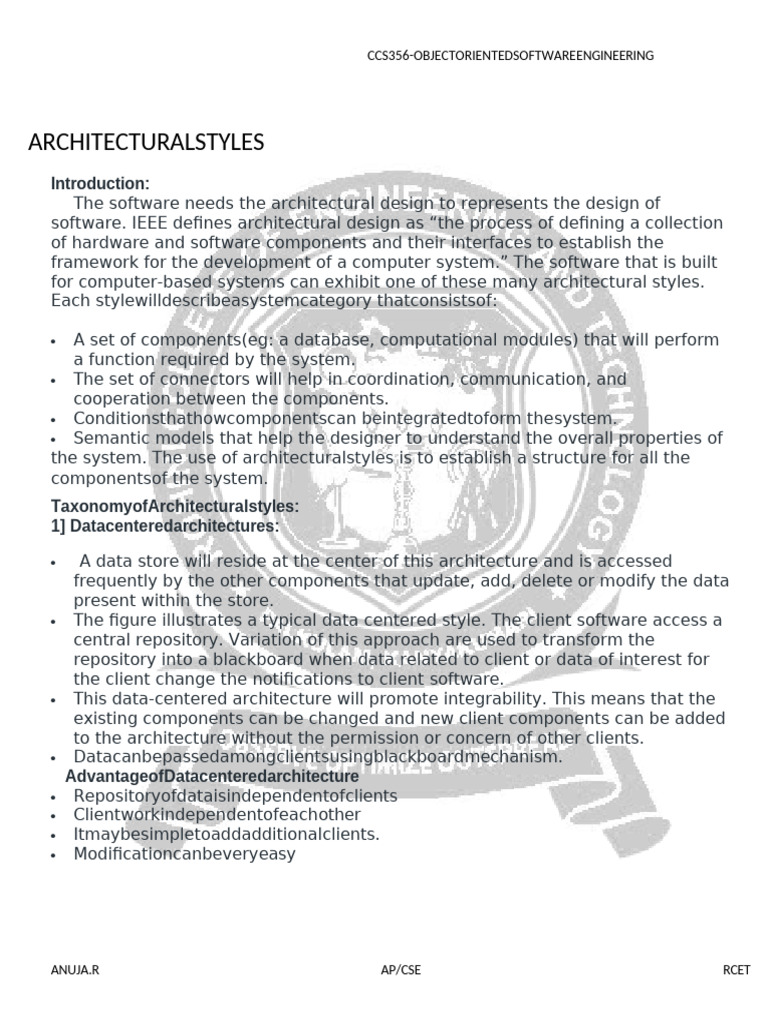 Architecutural Styles Unit-3 | PDF | System | Computer Architecture