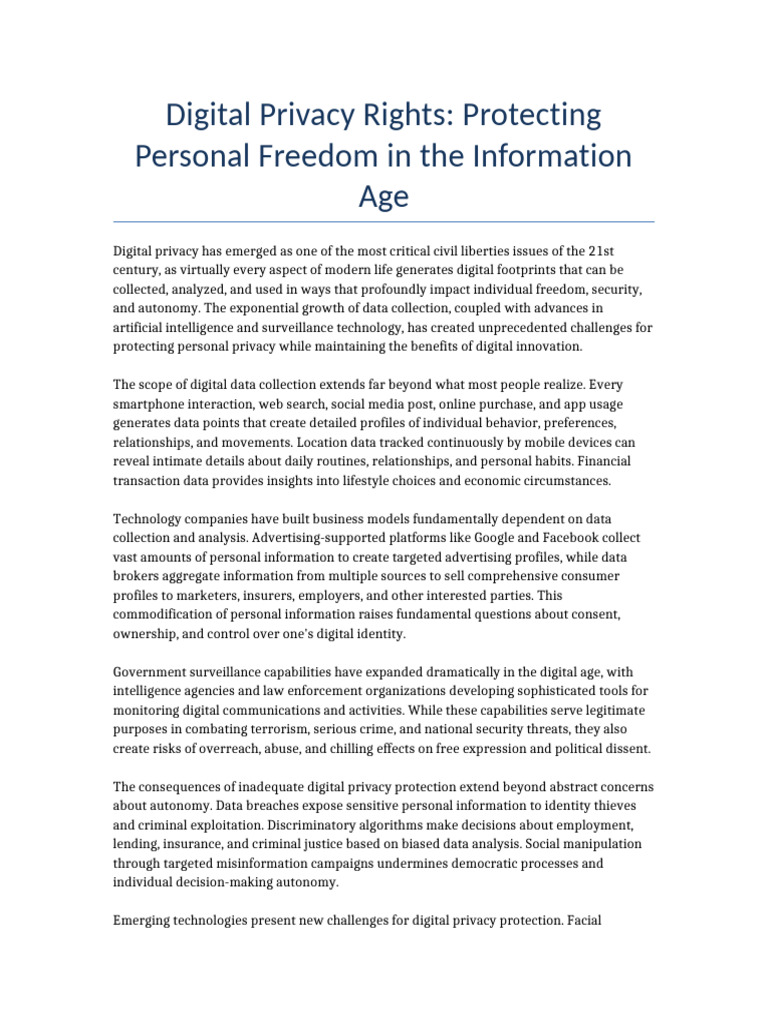 Essay 10 Digital Privacy Rights Protect | PDF | Privacy | Surveillance