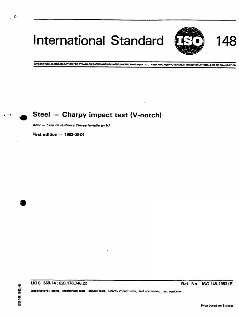 ISO 148-1983 Steel-Charpy Impact Test | PDF