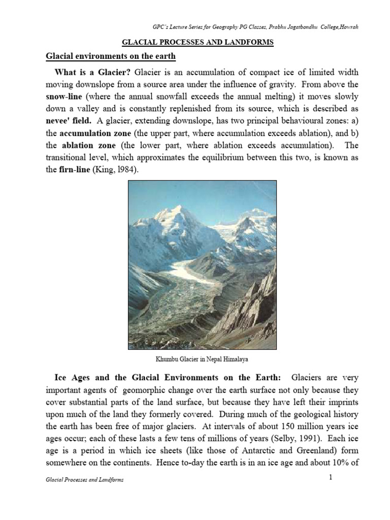 Glacial Processes and Landforms Overview | PDF | Glacier | Valley