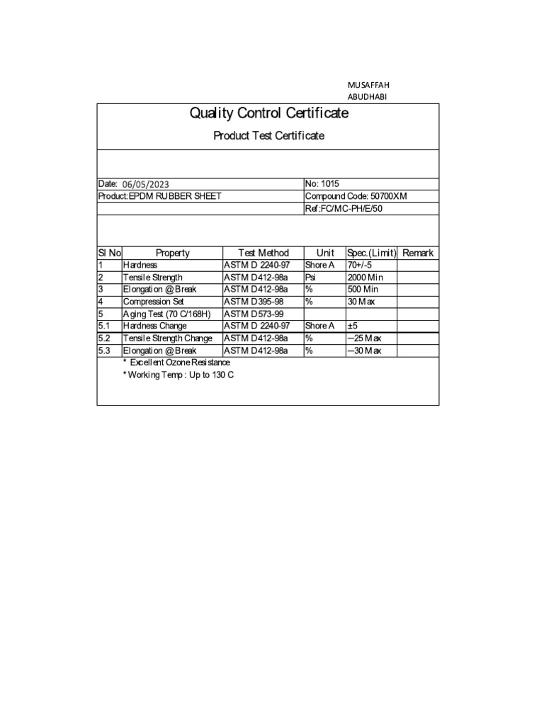 EPDM DataSheet R1 | PDF