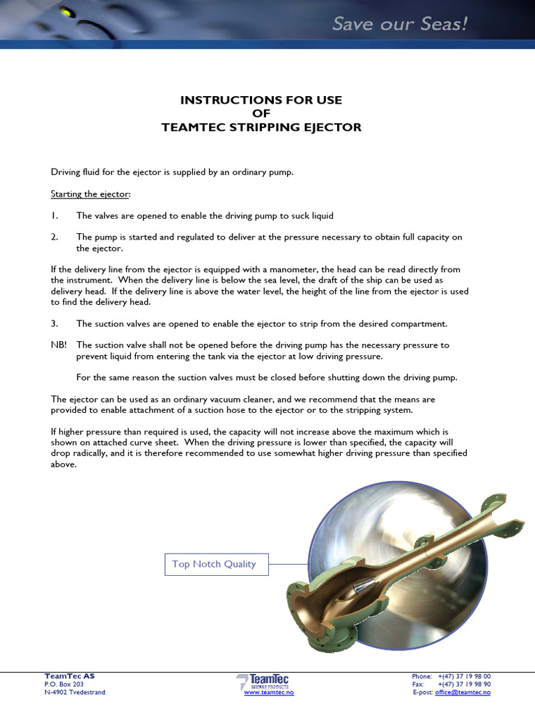 TeamTec Stripping Ejector Guide | PDF | Pump | Pipe (Fluid Conveyance)