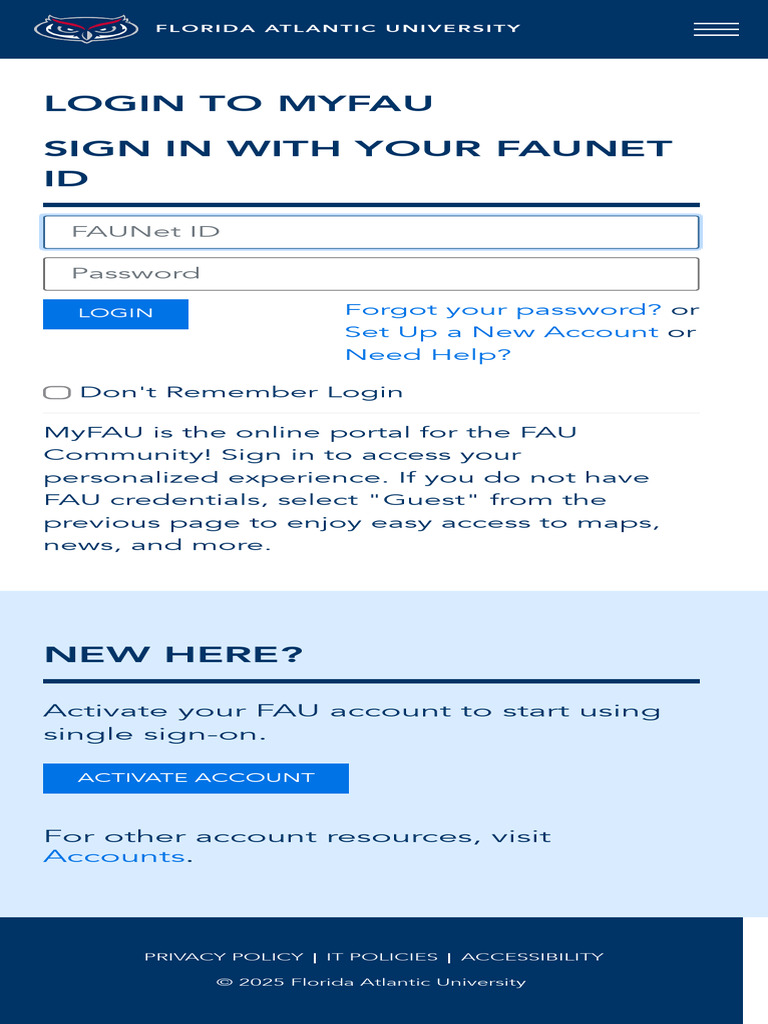 FAU Single Sign-On Florida Atlantic University | PDF
