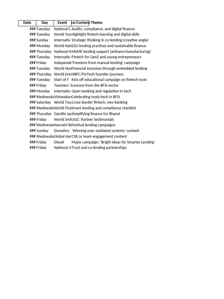 Fintech Topical Calendar Jul-Oct 2025 | PDF