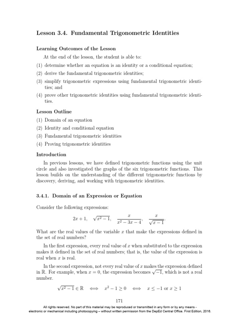 Fundamental Trigonometric Identities Guide | PDF | Trigonometric ...