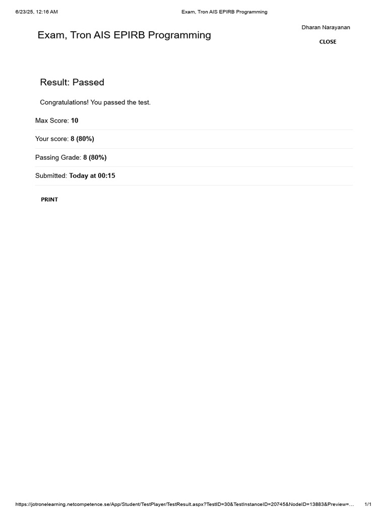 Exam, Tron AIS EPIRB Programming | PDF