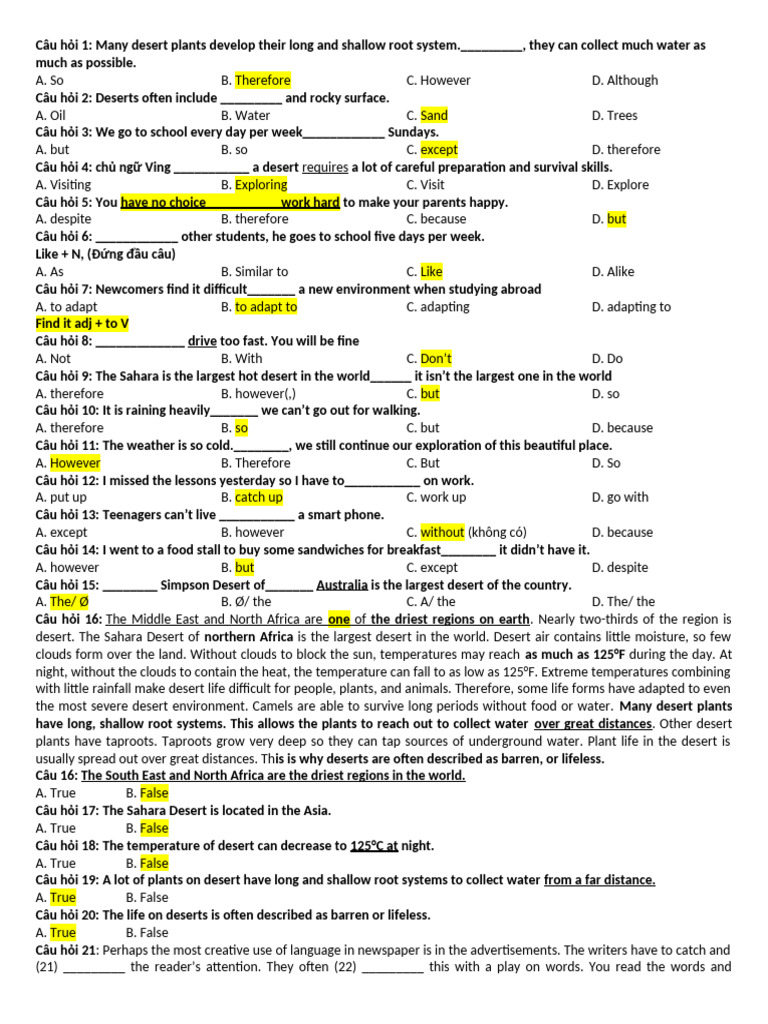 Desert Adaptations and Language Use | PDF | Desert | Earth Sciences