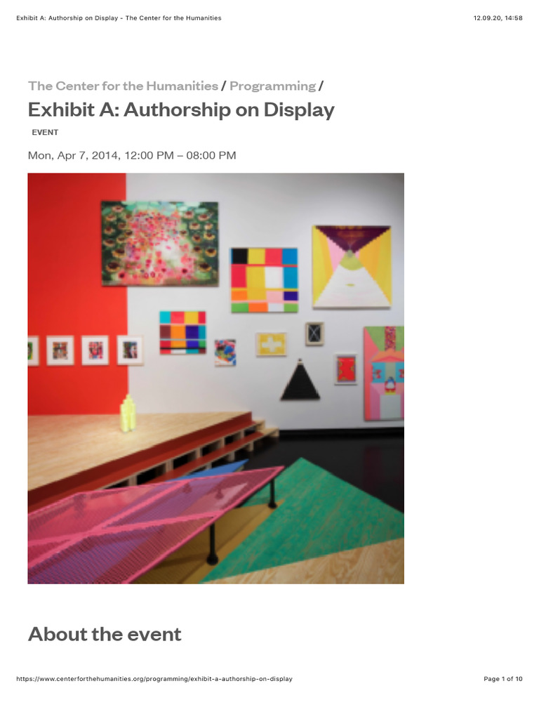Exhibit A: Authorship On Display | PDF | Liberal Arts Education | The Arts