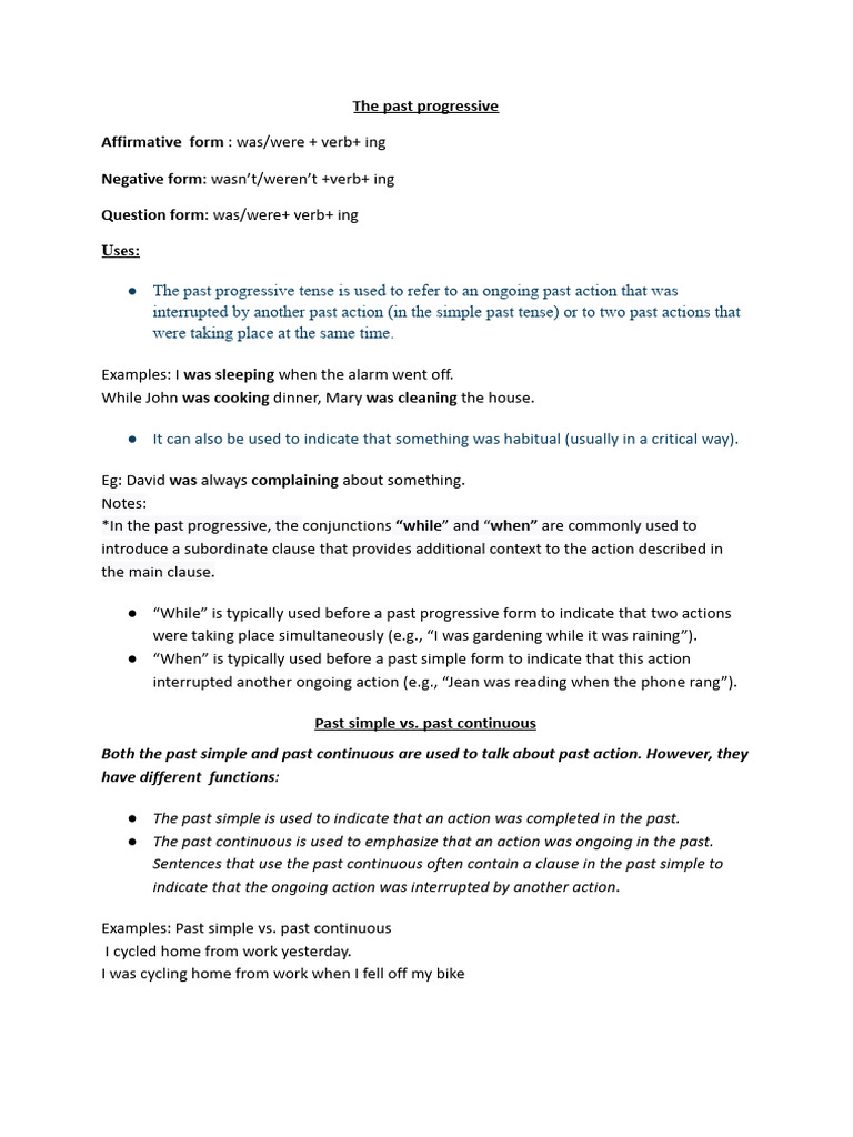 The Past Progressive | PDF | Linguistic Typology | Language Mechanics