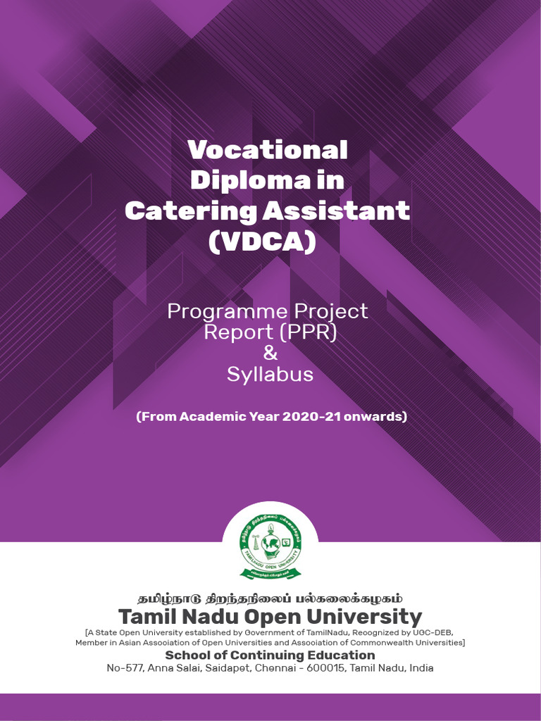 VDCA Programme Report by TNOU | PDF | Communication | Cooking