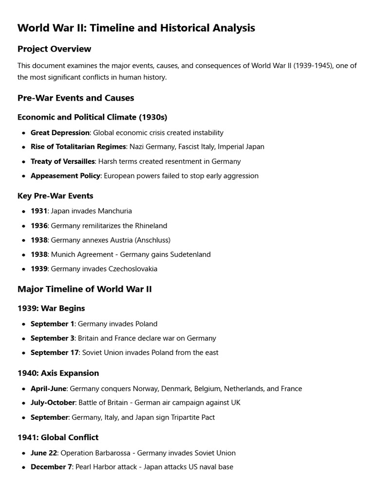 World War II Timeline and Analysis | PDF | Allies Of World War II ...