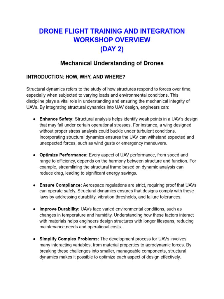 Drone Flight Training and Integration Workshop Overview (Day 2) | PDF ...