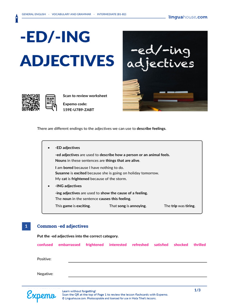 Ed Ing Adjectives British English Student Ver2 | PDF | Adjective ...