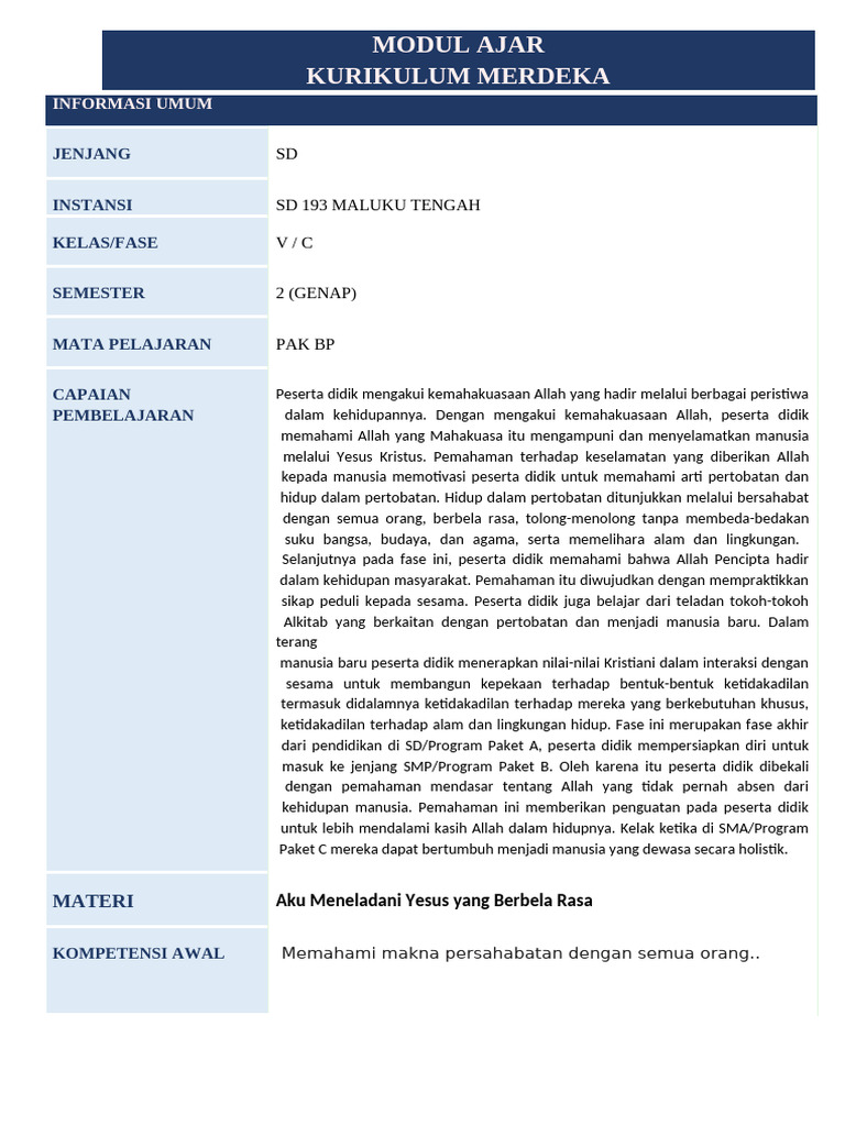 MODUL AJAR Pak | PDF