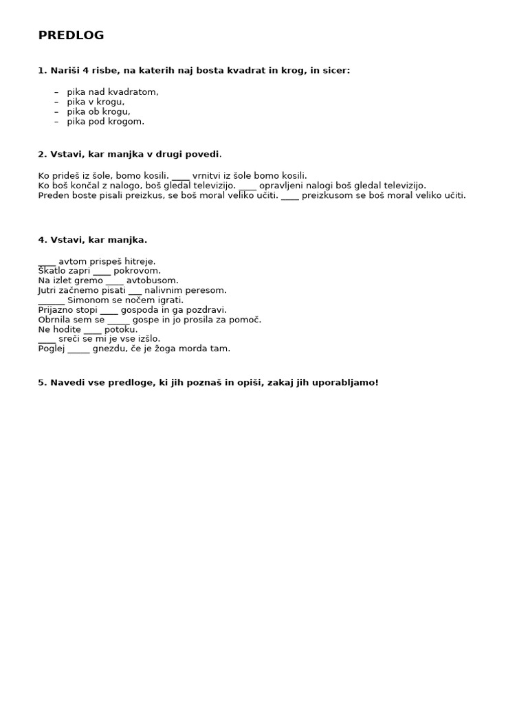 Predlog - Delovni List | PDF