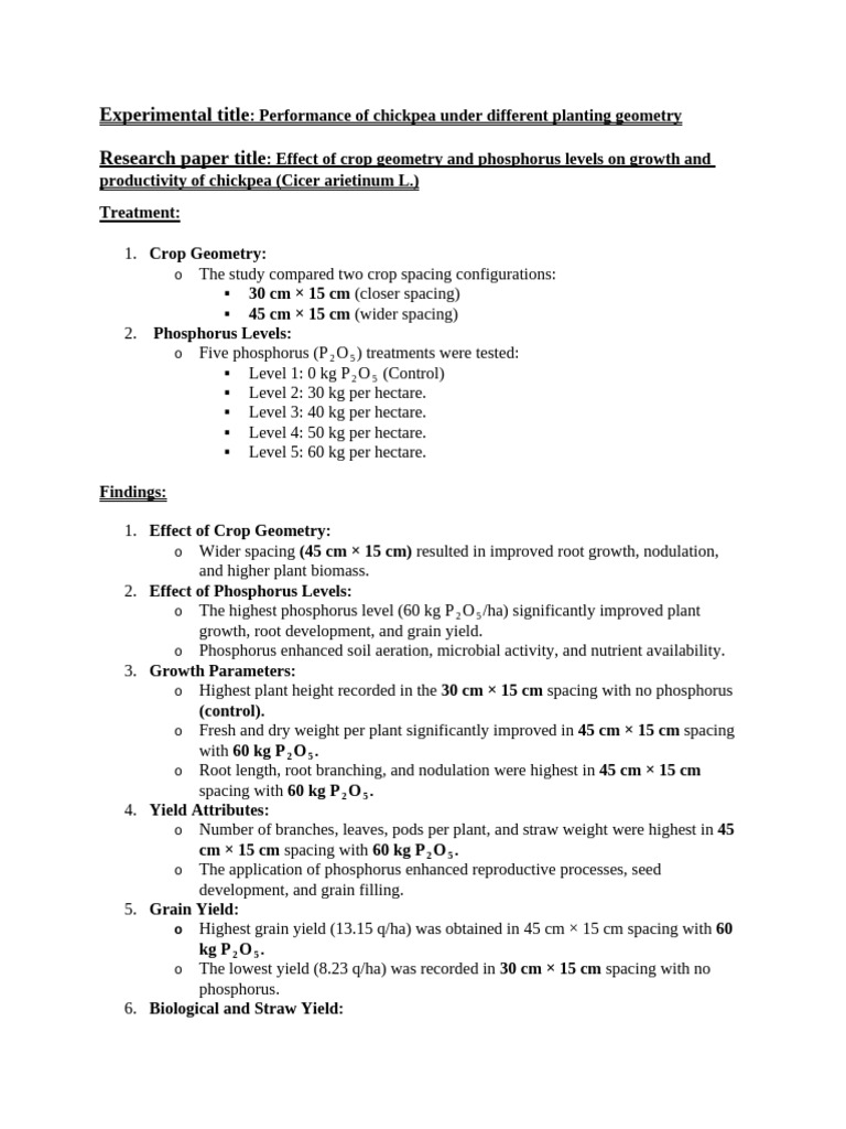 Chick Pea Experimental Design | PDF | Chickpea | Agricultural Science