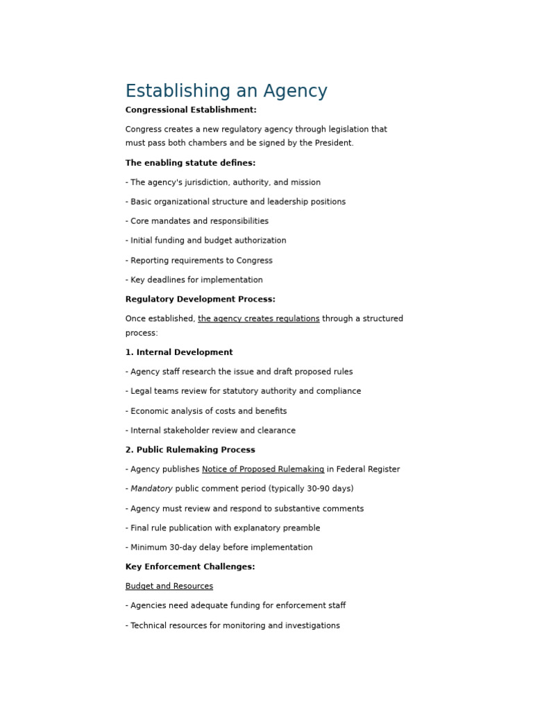 How to Establish a Regulatory Agency | PDF | Regulatory Compliance ...