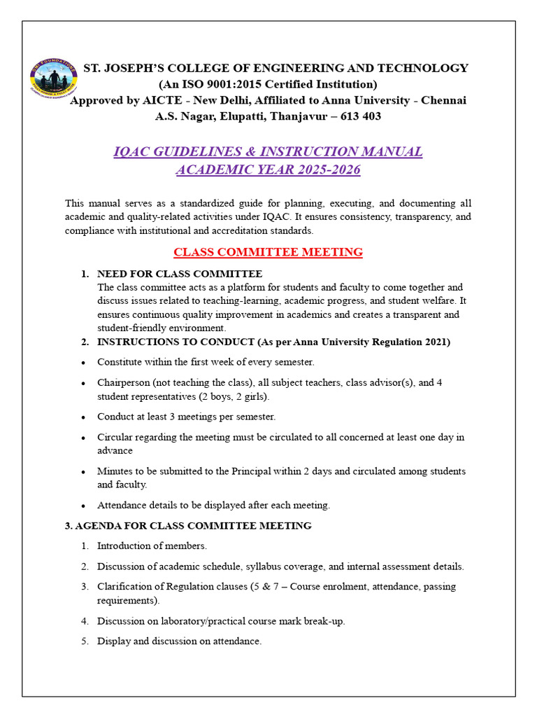 Iqac Guidelines & Instruction Manual | PDF | Startup Company | Small Business & Entrepreneurs