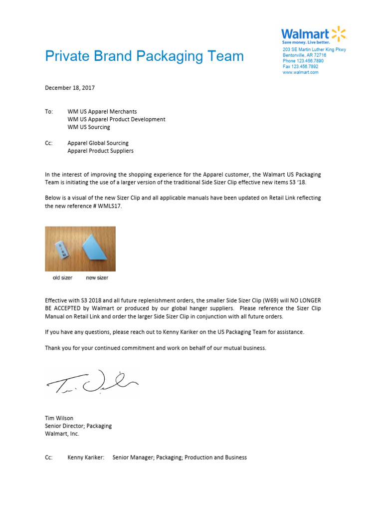 Walmart Apparel Packaging Update | PDF | Retailing | Brand Management