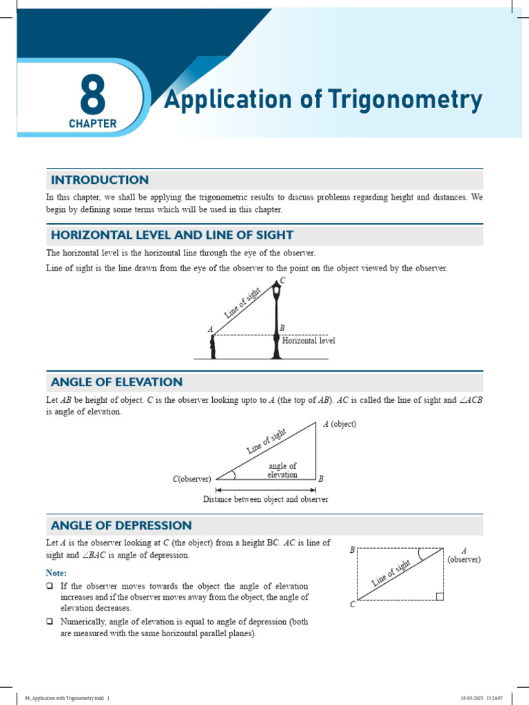 08 - Application With Trigonometry - Xtra Work | PDF | Angle | Trigonometry