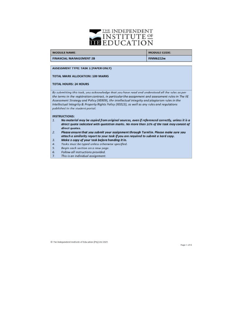 FINM6222w_Task 1a_printable | PDF