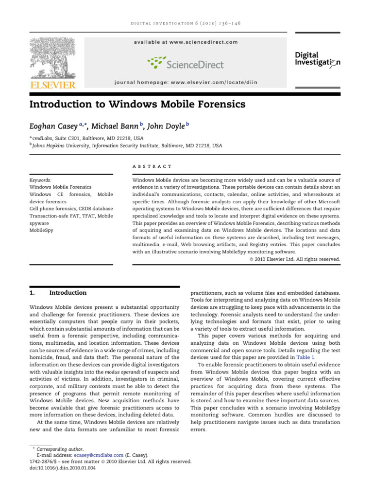 Windows Mobile Forensics Overview | PDF | Windows Registry | Computer File