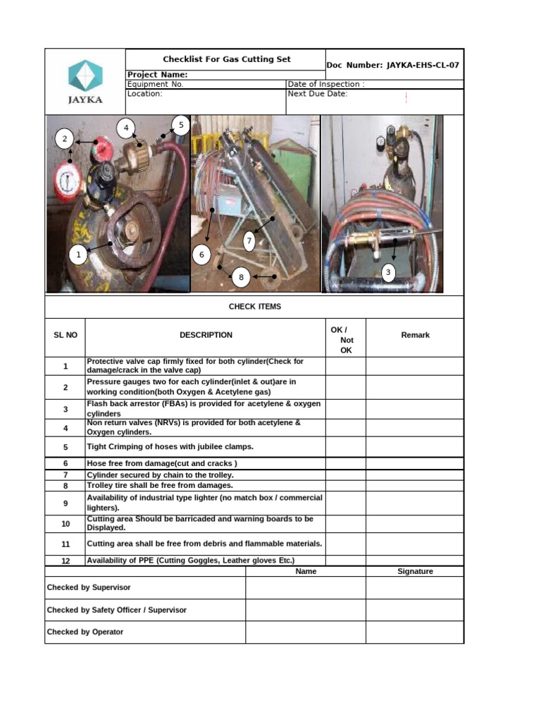 Gas Cutting Safety Checklist | PDF