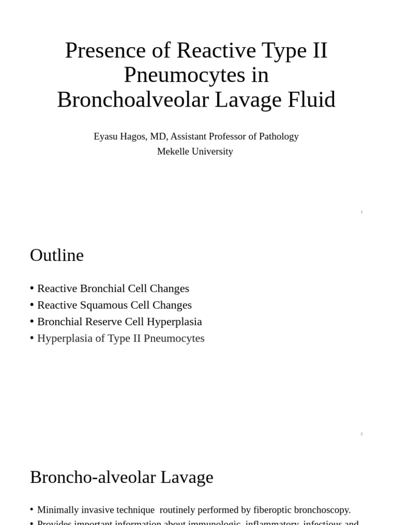 Presence of Reactive Type II Pneumocytes In | PDF | Epithelium ...