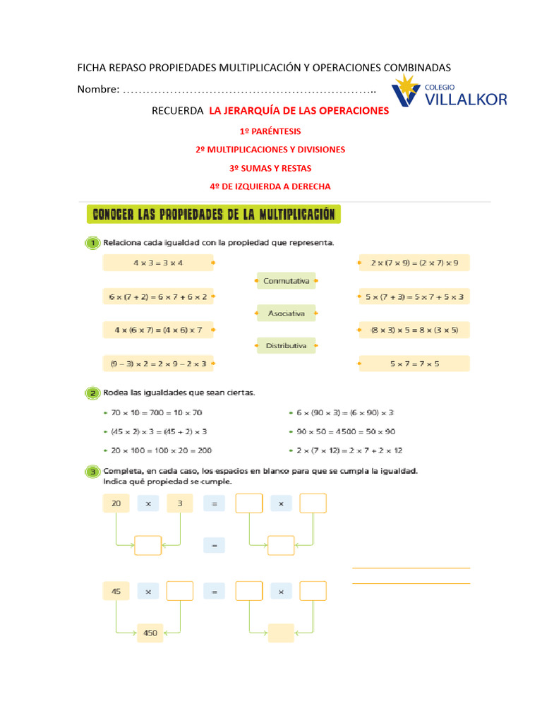 Propiedades de La Multiplicaci-N y Operaciones Combinadas | PDF