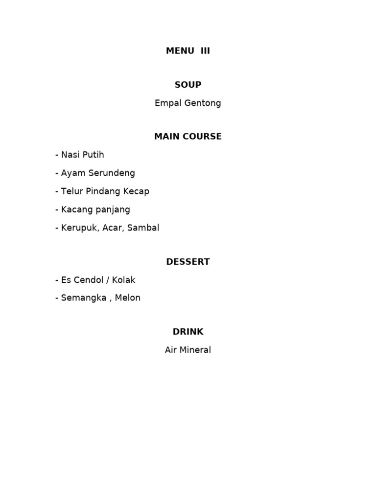 Menu III | PDF