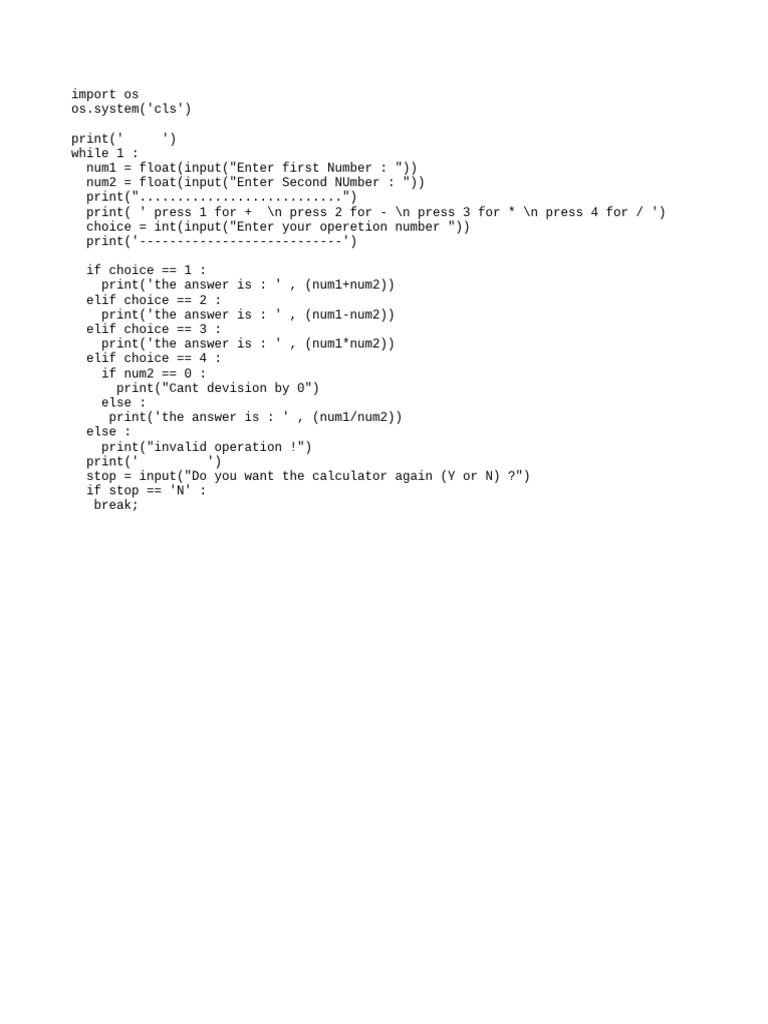 Simple Command-Line Calculator | PDF