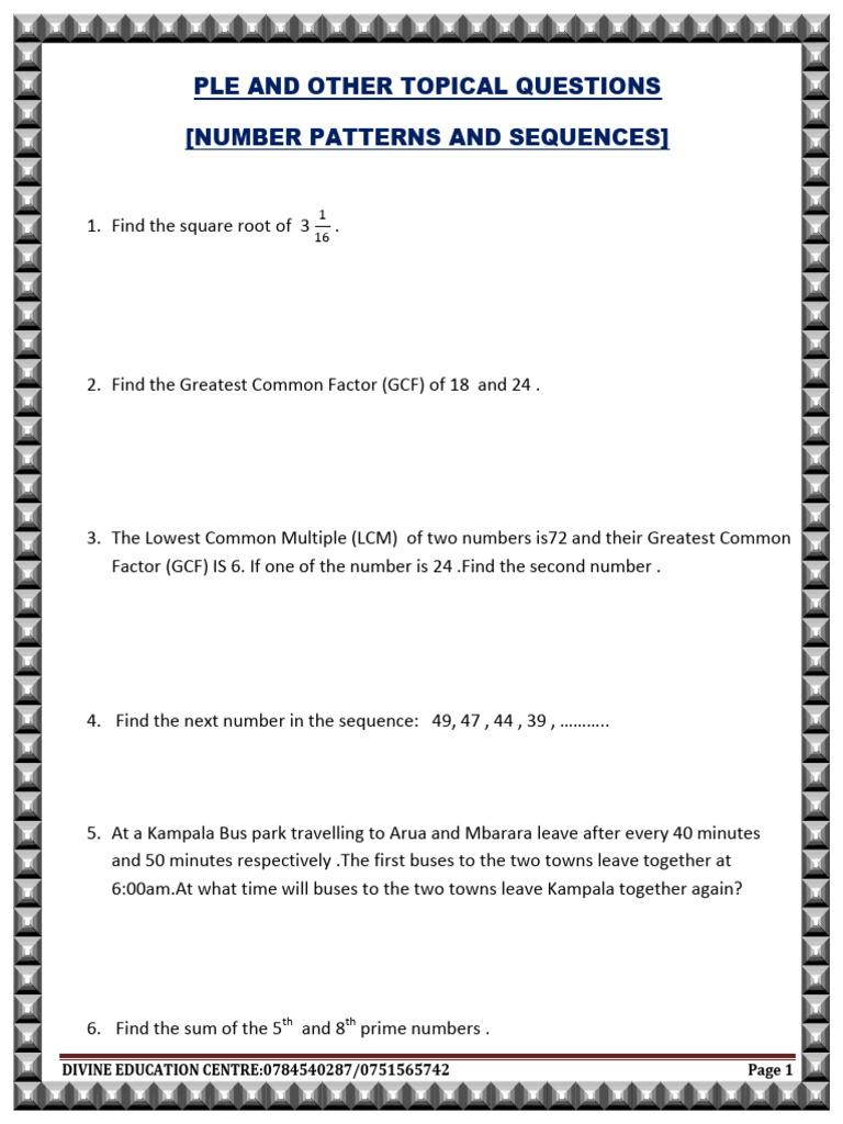 GCF and LCM Problem Set | PDF | Discrete Mathematics | Arithmetic