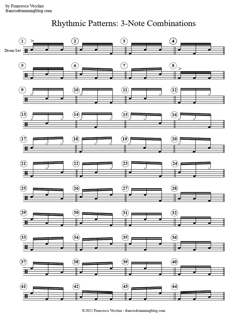 Rhythmic Patterns 3-Note Combinations | PDF