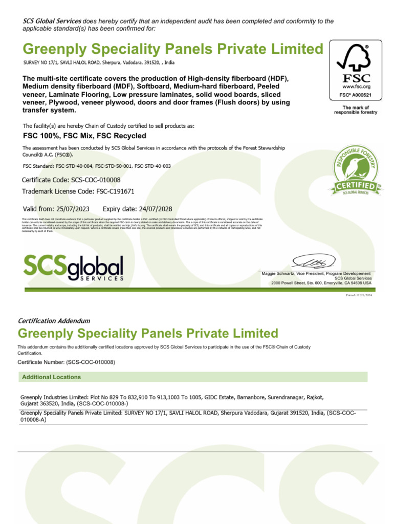 Greenply FSC Chain of Custody Certification | PDF | Forest Stewardship ...