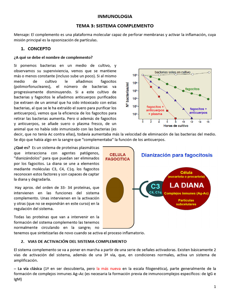 Tema 03. Complemento | PDF | Sistema complementario | Inmunología