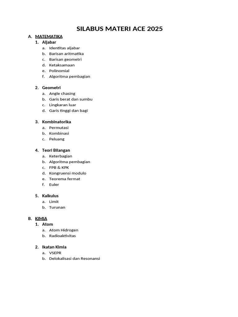 Silabus Materi Ace 2025 Pdf