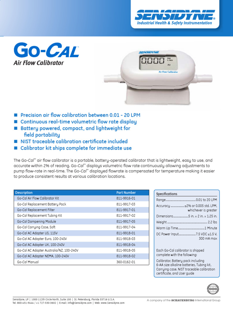 Portable Air Flow Calibrator Go-Cal™ | PDF | Calibration | Electronics