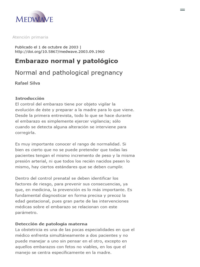 Embarazo Normal y Patológico - Medwave | PDF | El embarazo | Parto ...
