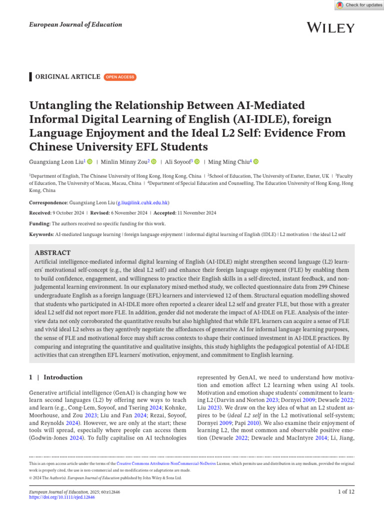 AI in Informal English Learning: Motivation Insights | PDF | Learning ...