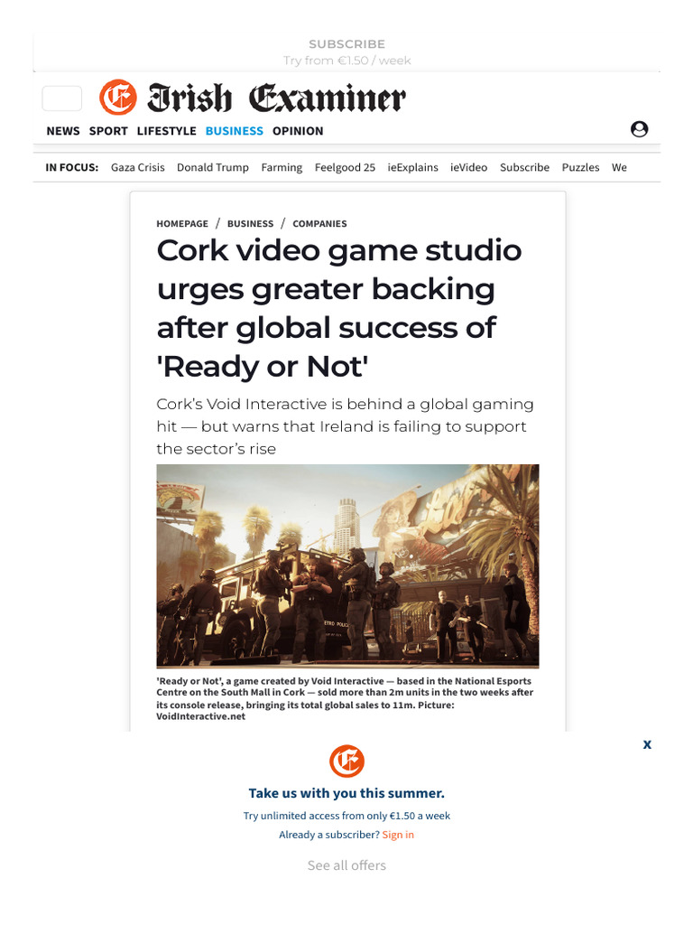 Cork Video Game Studio Urges Greater Backing After Global Success of ...