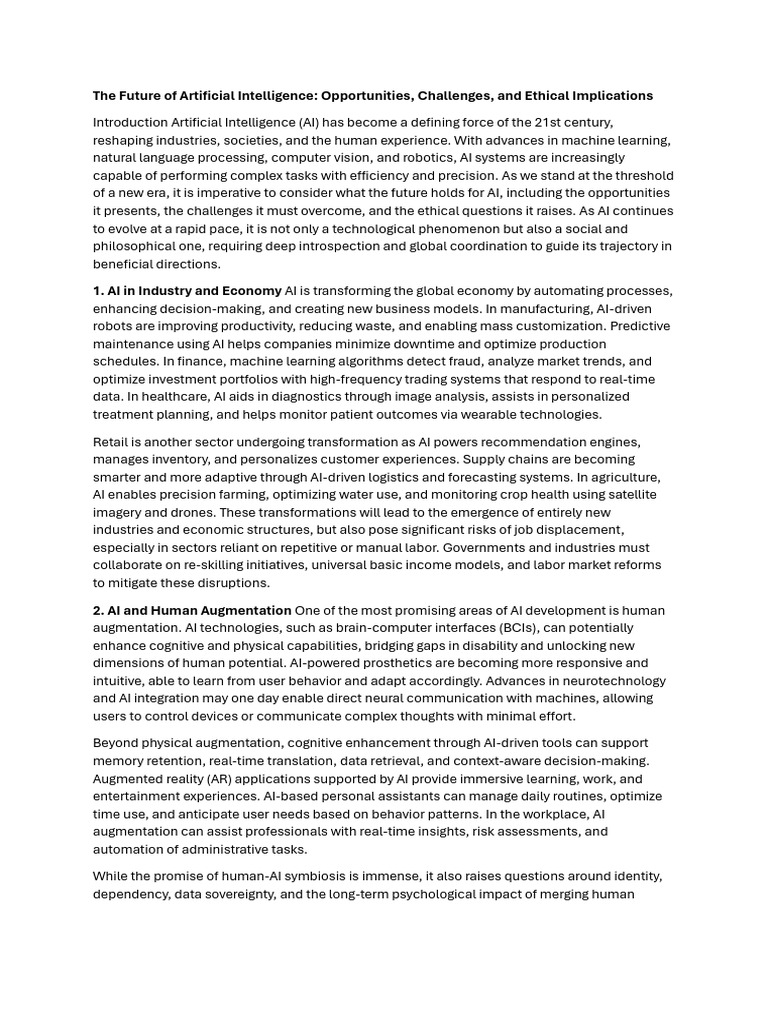 The Future of Artificial Intelligence | PDF | Artificial Intelligence ...