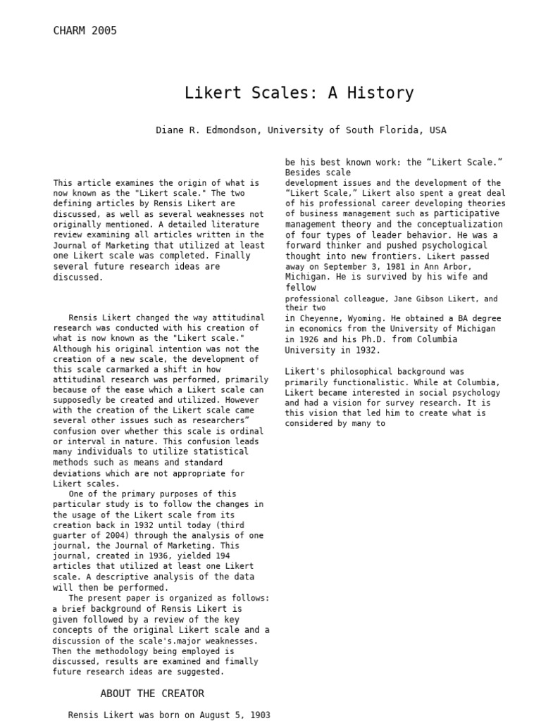 History of the Likert Scale | PDF | Likert Scale | Psychology